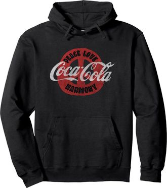 Coca Cola Ware Peace Sign 70s Motif Sketch Coke Logo Pullover Hoodie