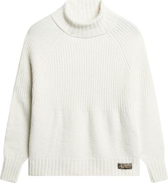 Superdry Damen Gerippter Essential Strickpullover Ecru 36