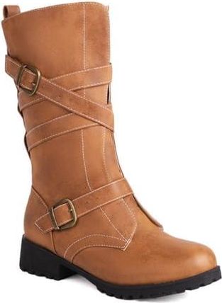 Generic Bottes d&eacute;quitation mi-mollet &agrave; bout rond et talon bloc pour femme, marron, 37.5 EU