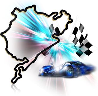 Racetrackart Holzskulptur-Deko - Rennstrecke Nürburgring, Wandverzierung, 46 cm, Holzskulptur, Geschenk, Wanddekoration für Fans von Autorennen, schwarz