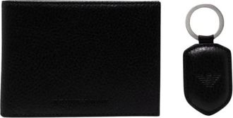 Emporio Armani Homme, Accessoires, Noir, Taille: ONE Size Ensemble Portefeuille en Cuir Noir avec Porte-Cl&eacute;s