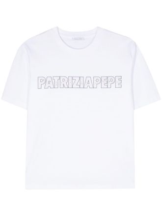 Patrizia Pepe t-shirt à logo strassé - Blanc