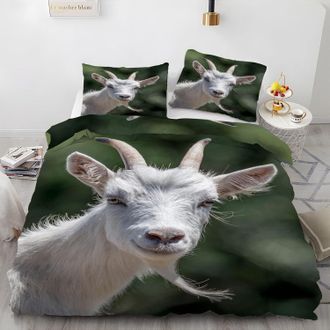Generic Ziege Bettw&auml;sche 140x200 Schafe Bettw&auml;sche Set, 3D Bettbezug Set Weich Microfaser Bettbez&uuml;ge 3 Teilig Ziege Wendebettw&auml;sche f&uuml;r Kinder Erwachsene mit 