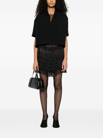 Jil Sander V-Neck Cropped Polo Shirt - Black