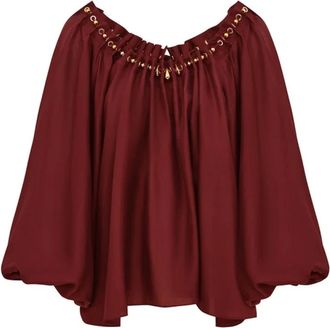 Zimmermann Femme, Blouses et Chemises, Rouge, Taille: 38 FR Aster Gathered Bead Blouse