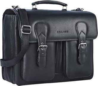 STILORD Denver Grand Saccoche Noire Homme en Cuir V&eacute;ritable - Sacoche Porte Document pour Ordinateur 15,6-16 Vintage - Serviette Professeur ou Sac pour le Cou