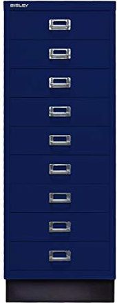 Bisley MultiDrawer, 39er Serie mit Sockel, DIN A3, 9 Schubladen, Metall, 639 Oxfordblau, 43.2 x 34.9 x 94 cm