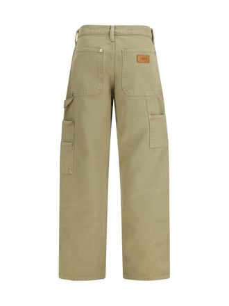 Alexander Wang Womens Zip Carpenter Pants Vintage Army Green Cotton Jean