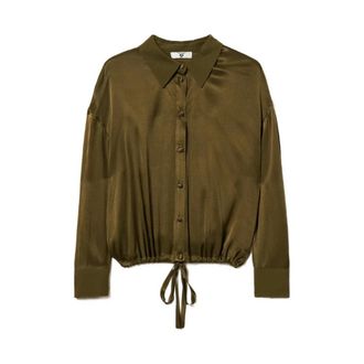 Twinset Satin-Shirt mit Tunnelzug - - Blouses & Shirts - Damen - Gr&uuml;n - S