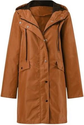 Generic Vestes &agrave; capuche imperm&eacute;ables pour femmes, veste solide pour entra&icirc;nement en plein air, coupe-vent, caf&eacute;, XXL