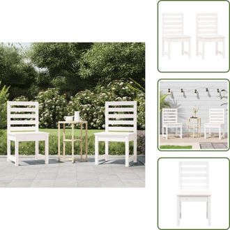 vidaXL Gartenst&uuml;hle 2 Stk. Wei&szlig; 50x48x91,5 cm Massivholz Kiefer - Gartenst&uuml;hle - Holzm&ouml;bel - Terrassentisch - Outdoor M&ouml;bel - Gartenm&ouml;belset