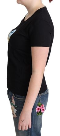 Moschino Womens Black Printed Cotton Short Sleeves T-Shirt