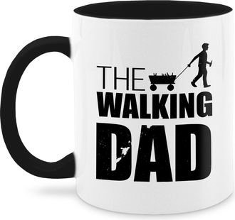 Shirtracer Tasse Tassen 325ml - Papa - The Walking Dad - Bollerwagen Bier - 325 ml - Schwarz - vater geschenk vatertag vatertagsgeschenk alkohol papi papas walki
