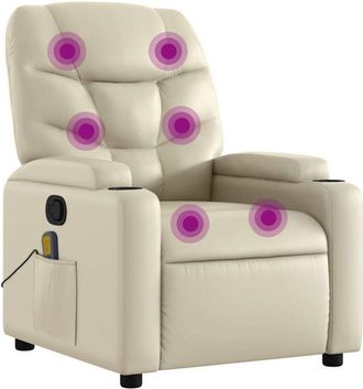 vidaXL Massagesessel mit Relaxfunktion, Kunstleder, Creme vidaXL