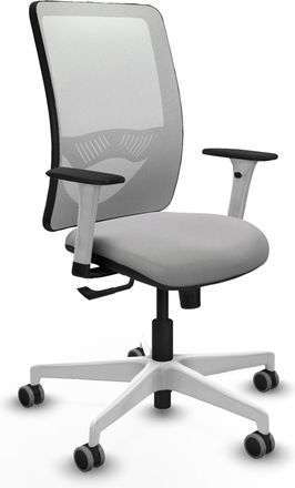 Piqueras y Crespo Schreibtischstuhl Zulema in Grau und Wei&szlig;, mit schwarzen und wei&szlig;en Armlehnen, h&ouml;henverstellbare Lendenwirbelst&uuml;tze, mit 3 Positionen, Wei&szlig; / Hellgrau
