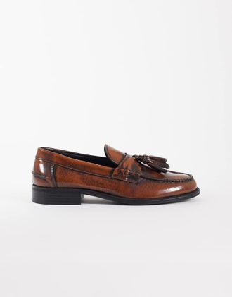 Noak Mocassins en cuir fabriqu&eacute;s au Portugal avec pampilles - Fauve-Brown