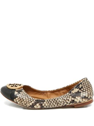 Tory Burch Minnie Ballerinas mit Python-Pr&auml;gung - Nude