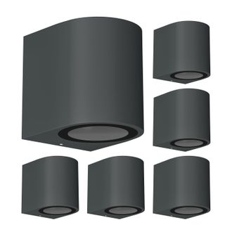 LEDs Com 6 St&uuml;ck Wandleuchte ALSE f&uuml;r au&szlig;en, IP54, Downlight, anthrazit matt, rund, 1x GU10 max. 35W