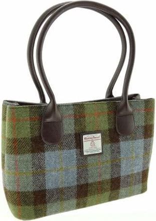 Glen Appin Harris Tweed Sac &agrave; main classique - LB1003 - Cassley, Couleur 15 vert bleu &agrave; carreaux