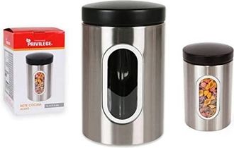 Privilege Stahldose für Küche, 12,1 x 19,6 cm, verschiedene Materialien, mehrfarbig, Einheitsgröße