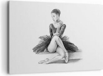 Arttor Wandbilder Dekoration Wohnzimmer Ballerina Zeichnung Bleistift Bilder auf Leinwand 120x80cm Leinwandbild Schlafzimmer Deko Wand Kunstdruck Art Groß XX