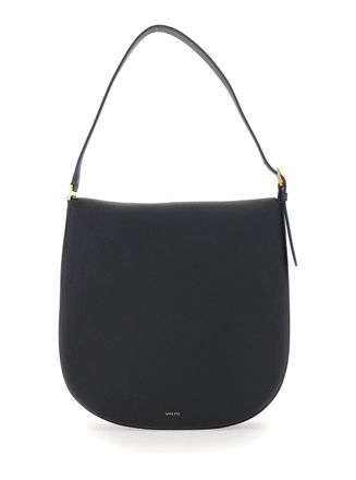 Savette Womens Shoulder Bag Tondo Black Leather Calf