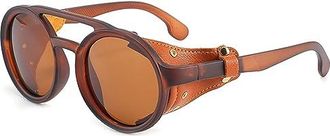 SHEEN KELLY Lunettes de Soleil Gothiques Rondes Vintage - Side Shield Steampunk Retro pour Hommes et Femmes