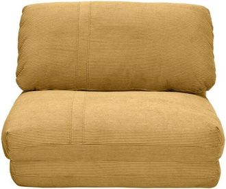 Miliboo Miliboo - Chauffeuse 1 place convertible en tissu velours côtelé jaune curry spencer