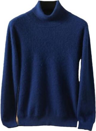 Generic Pull à col roulé pour homme 100 % cachemire de vison Grande taille Pull en tricot ample chaud, bleu jean, XL