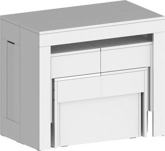 Dmora Dmora - Ensemble table et chaises Dadamoni, Composition polyvalente, Ensemble avec console et 2 bancs extensibles, 100% Made in Italy, 66x25h45 cm