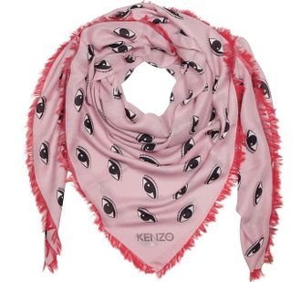 Kenzo Contrasted Multieyes Silk Blend Scarf