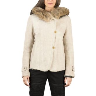 Aeronautica Blouson mit Kapuze und Kragen aus echtem Fell - - Jackets - Damen - Wei&szlig; - XS