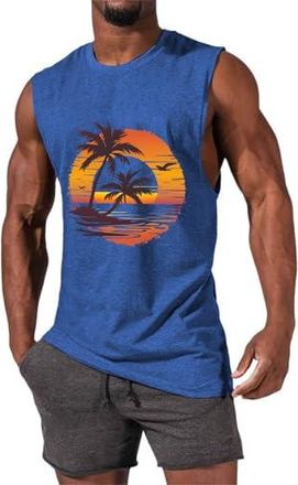 Generic D&eacute;bardeur pour homme - Sans manches - Confortable - Pour la plage, le bodybuilding, le bodybuilding - T-shirt fonctionnel hawa&iuml;en - V&ecirc;tement sans manc