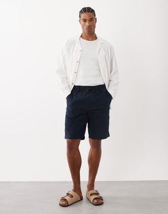 Boss Orange by Hugo Boss Hugo Boss - Short en lin m&eacute;lang&eacute; - Bleu fonc&eacute;