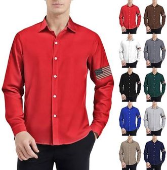 Generic Chemise extensible &agrave; manches longues pour homme - Chemise boutonn&eacute;e imprim&eacute;e - Coupe r&eacute;guli&egrave;re - Chemise daffaires urbaine &eacute;l&eacute;gante - Chemisier formel