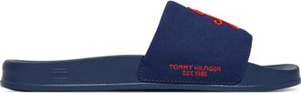 Tommy Hilfiger Pantoletten Tommy Hilfiger Logo Embroidery Canvas FM0FM05858 Dunkelblau