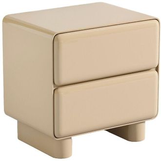 Vente-Unique Table de chevet avec 2 tiroirs - MDF - Beige laqu&eacute; - AUNELA