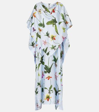 Oscar De La Renta Cafetan en soie à fleurs