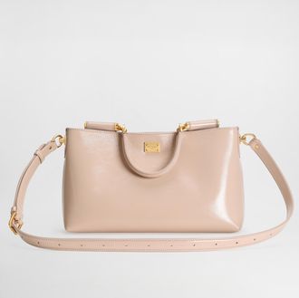 Dolce & Gabbana Vittoria Calfskin Handbag - Frau Handtaschen Beige Onesize