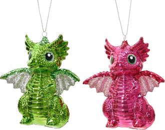 Kaemingk Christbaumschmuck Kunststoff 10,5cm - Drache Figur zum Aufhängen - 1 Stück Sortiert - bruchfest - Weihnachtsbaum Anhänger für Weihnachten - Christbaum