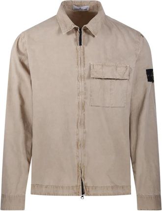 Stone Island Homme, Vestes, Beige, Taille: XL Old Effect Overshirt