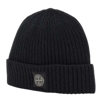 Stone Island Homme, Accessoires, Noir, Taille: ONE Size Full Rib Wool Beanie