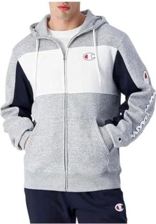 Champion Legacy Retro Sport (220412) -Soft Compact Powerblend Fleece Hooded Surv&ecirc;tement, Gris (EM021), XS Homme