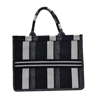 Generic Grand sac fourre-tout en toile pour femme avec poign&eacute;e sur le dessus et sac &agrave; main tendance &agrave; carreaux d&eacute;contract&eacute; sac de travail