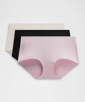 lululemon InvisiWear Boyshorts mit mittelhohem Bund 3er-Pack für Frauen - Größe XL in Black/Bone/Pink Organza