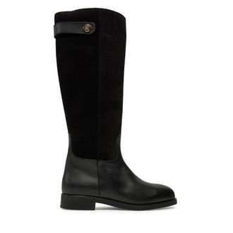 Tommy Hilfiger Stiefel Tommy Hilfiger Th Stud Leather Mix Long Boot FW0FW08341 Schwarz