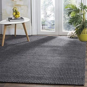 Safavieh Geometrisch Teppich für Wohnzimmer, Esszimmer, Schlafzimmer - Natura Collection, Kurzer Flor, Grau und Schwarz, 152 X 244 cm
