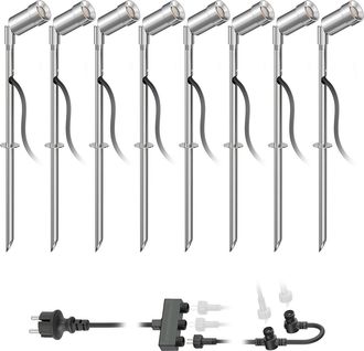 LEDs Com LED Gartenstrahler Spico mit Erdspieß für außen IP44 je 105lm warm-weiß 8er Set