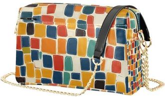 Mnsruu Sacs à bandoulière pour femme, sac à main en cuir à carreaux arc-en-ciel vintage