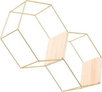 OSALADI Modernes Sechseckiges Wandregal aus Eisenkunst Schwebendes Regal in Gold Wandmontiertes Aufbewahrungsregal f&uuml;r Wohnzimmer und K&uuml;che